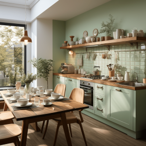 Cuisine vert amande : nos 14 idées déco et tendances