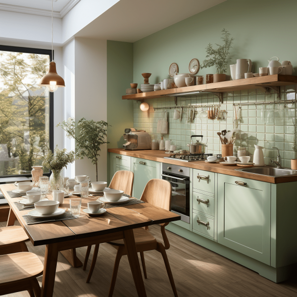 Cuisine vert amande : nos 14 idées déco et tendances