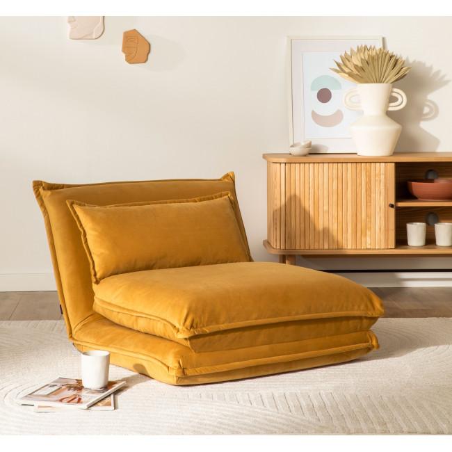 Chauffeuse convertible 1 place en velours - NALA Jaune moutarde ...